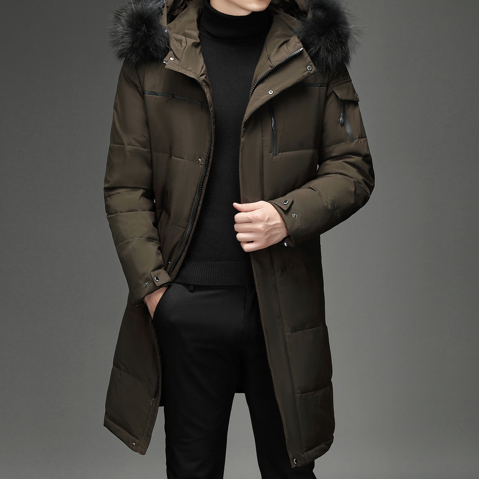 Hot6sl Mens Leather Jacket Wind-Cheating Long Sleeve Classic Coat ...