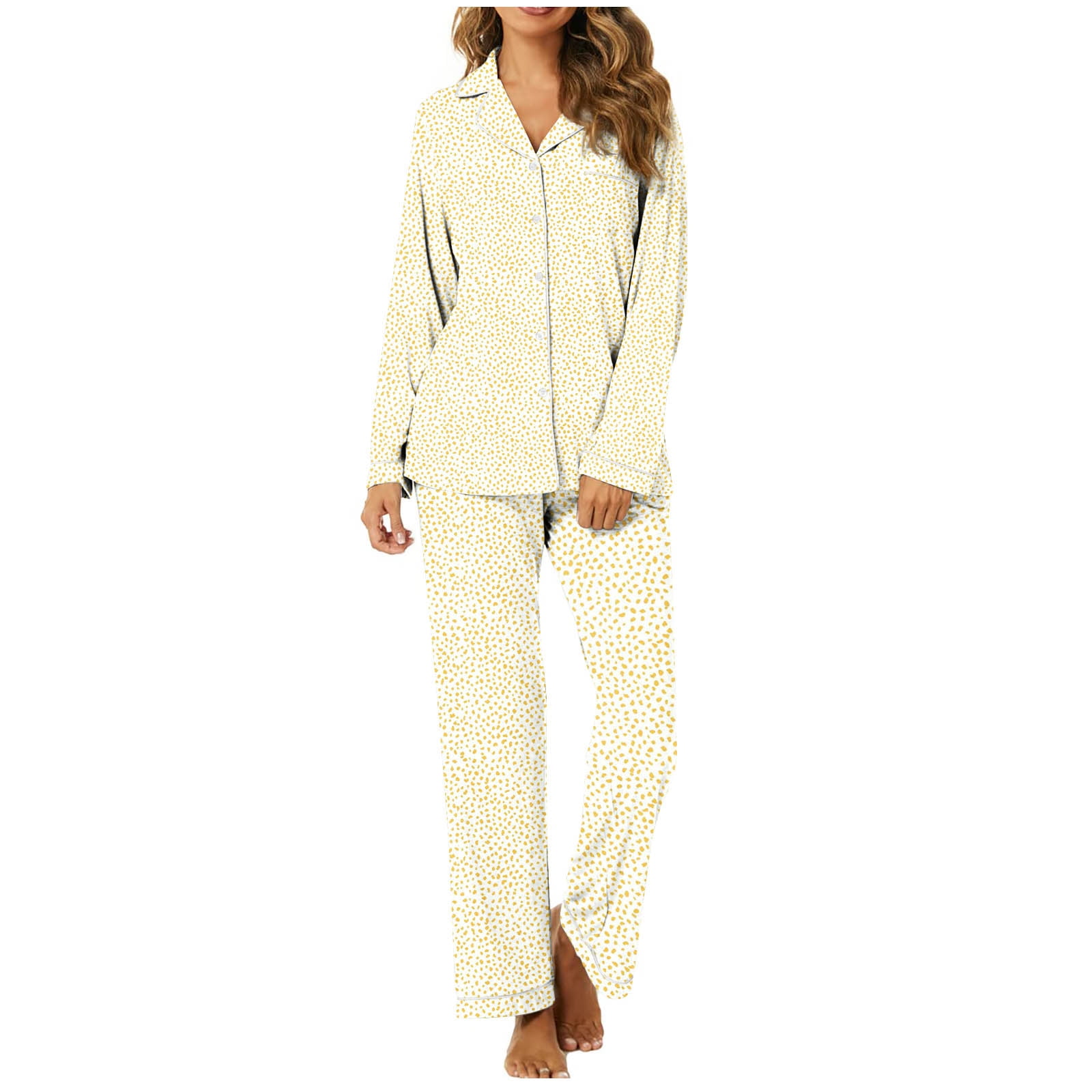 Hot6sl Pajamas for Women 2 Piece Set, Women Pajamas Set Button Down ...