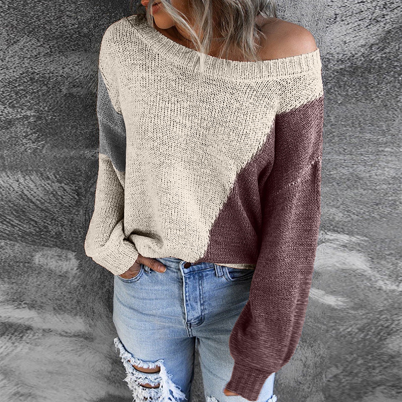 Hot6sl Preppy Sweater Winter Essential Crew Neck Long Sleeve Stretchy ...