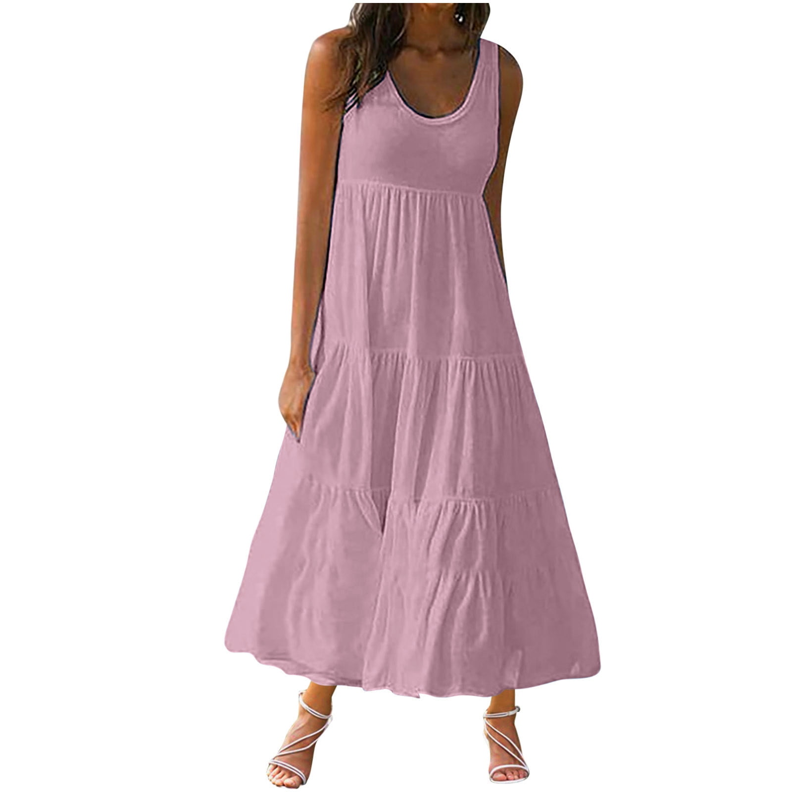 Hot6sl Women Tank Sundresses Casual Midi Dress Summer Dresses for Women 2025 Summer Loose T ...