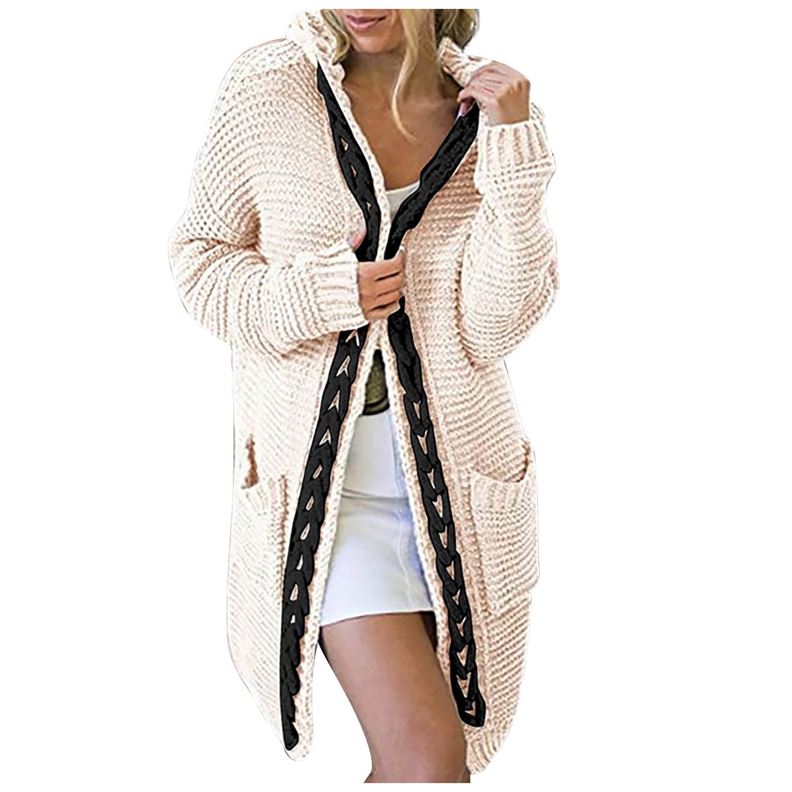 Hot6sl Womens Long Sweater Coats Winter Solid Solid Knitted Loose ...