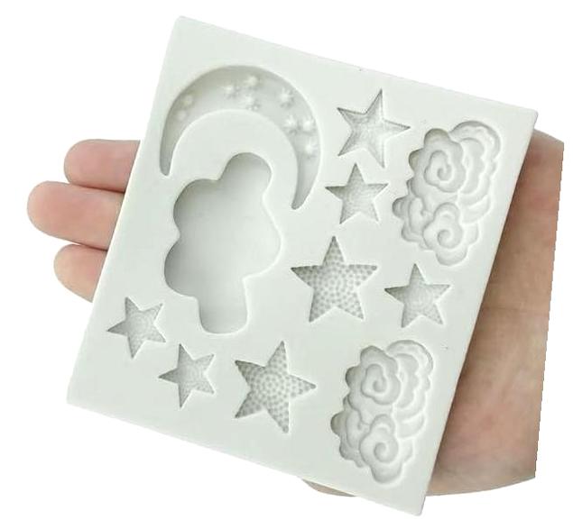 Hotbar 1 Piece Star Moon Clouds Shaped Silicone Fondant Molds, Candy ...