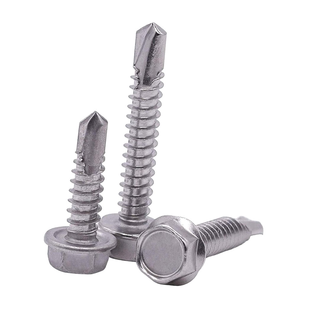 Hotbar #10 1-1/2 inches (100 pieces) Hex Washer Self- Screws, 410 Steel ...