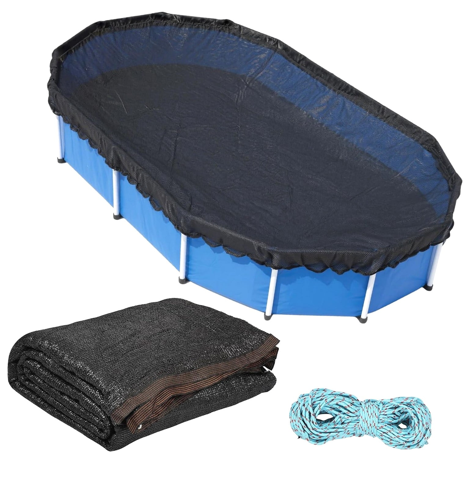Hotbar 10' 16' Oval Pool Net Cover with String, Oval Winter Pool Cover ...