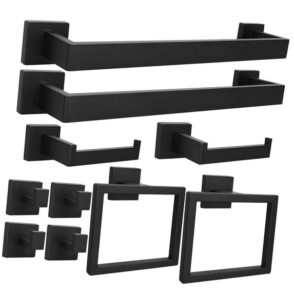 Hotbar 10-Piece Bathroom Accessory Set, 16-Inch , Square Toilet Paper ...