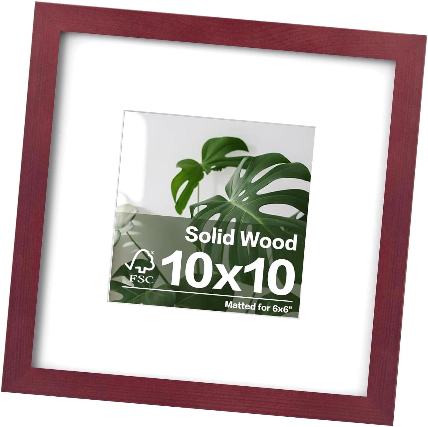 Hotbar 10x10 Picture Frame in Dark Red, Solid Wood with HD Plexiglass ...