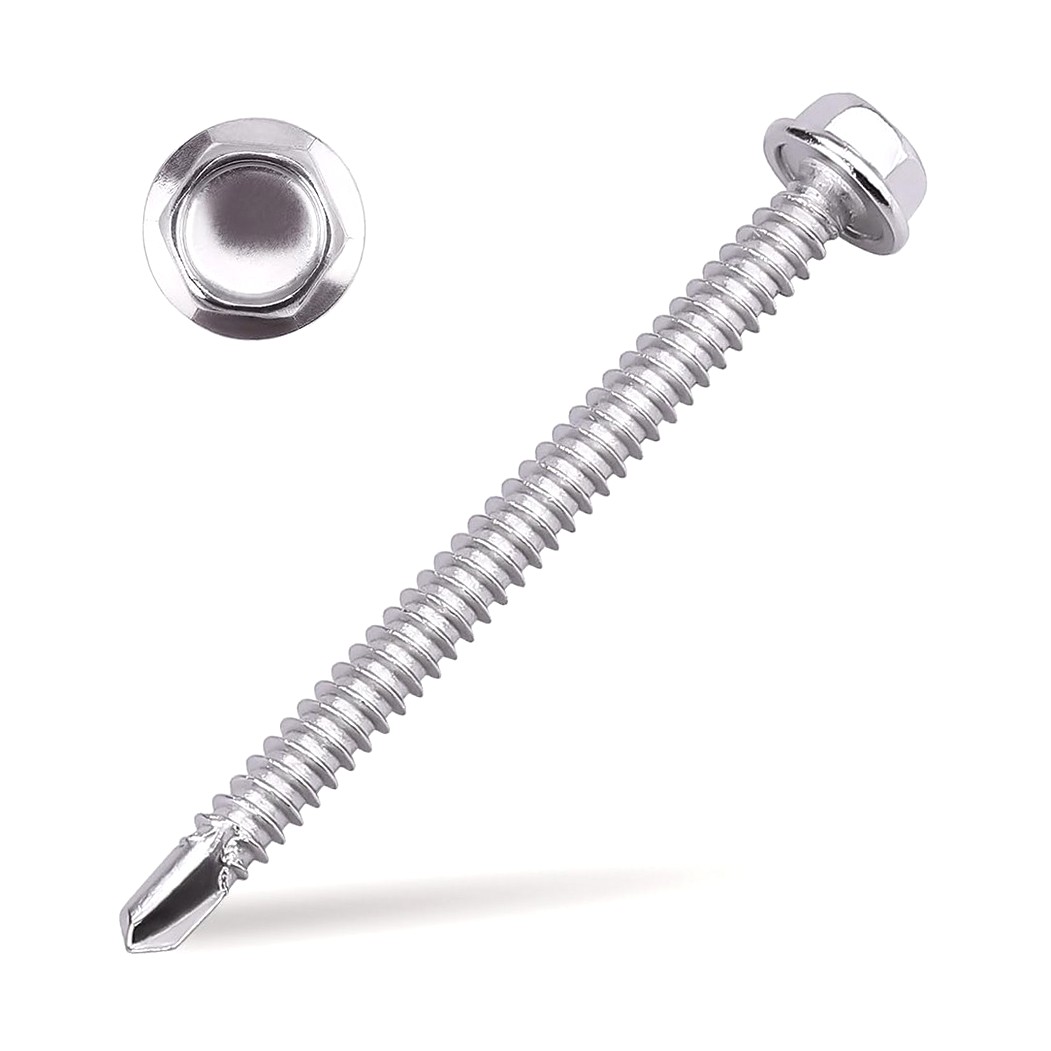 Hotbar #12 3-inch (50 pieces) Hex Washer Self- Screws, 410 Steel Metal ...