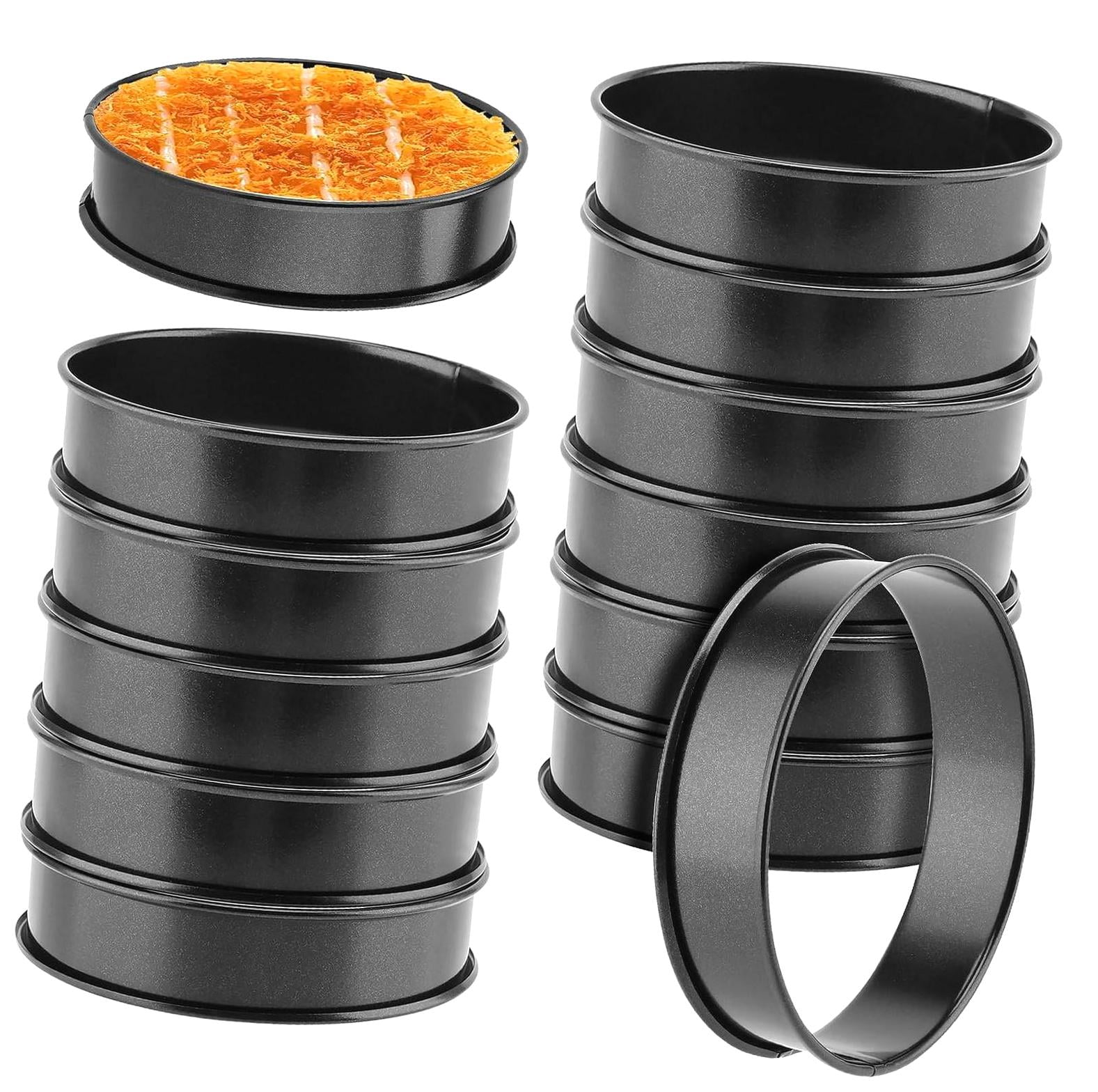 Hotbar 12 Pack 4 Inch Round Crumpet, Double Rolled Stainless Steel ...