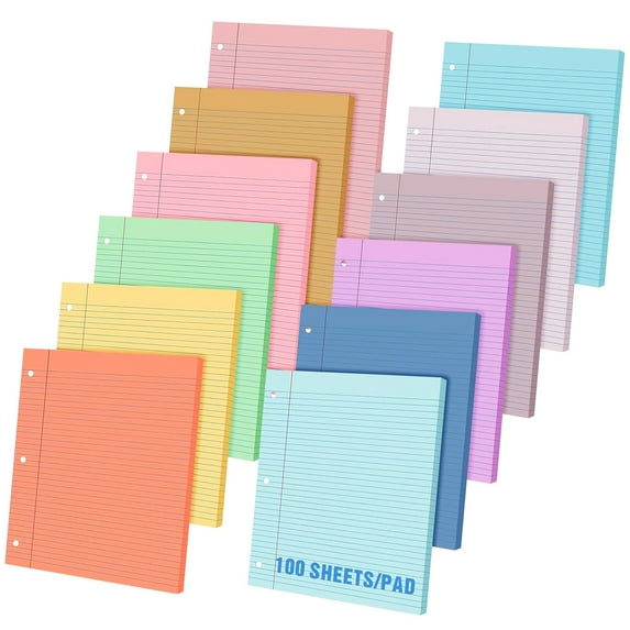 Hotbar 12 Pack Colored Loose Paper 1200 Ruled 8.5 by 11 Inch Filler ...