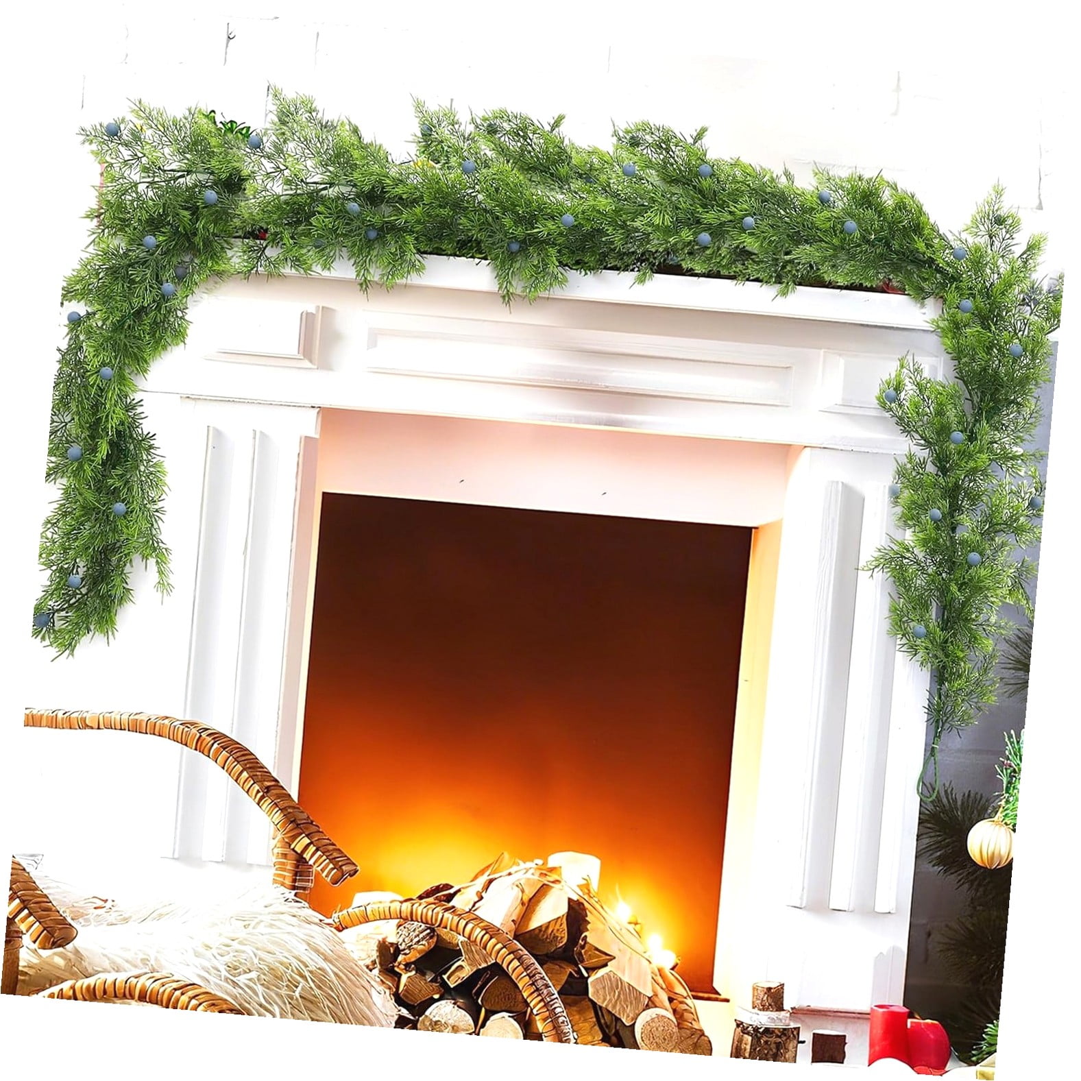 Hotbar 12 ft Christmas Garland Fake Arborvitae Artificial Garland with ...