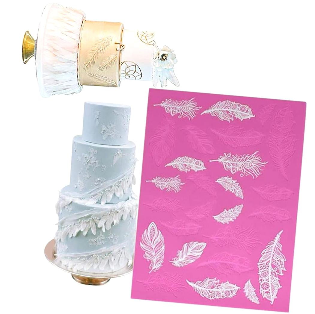 Hotbar 15" sugar leaf leaves lace cake silicone Embossing Mat Texture ...