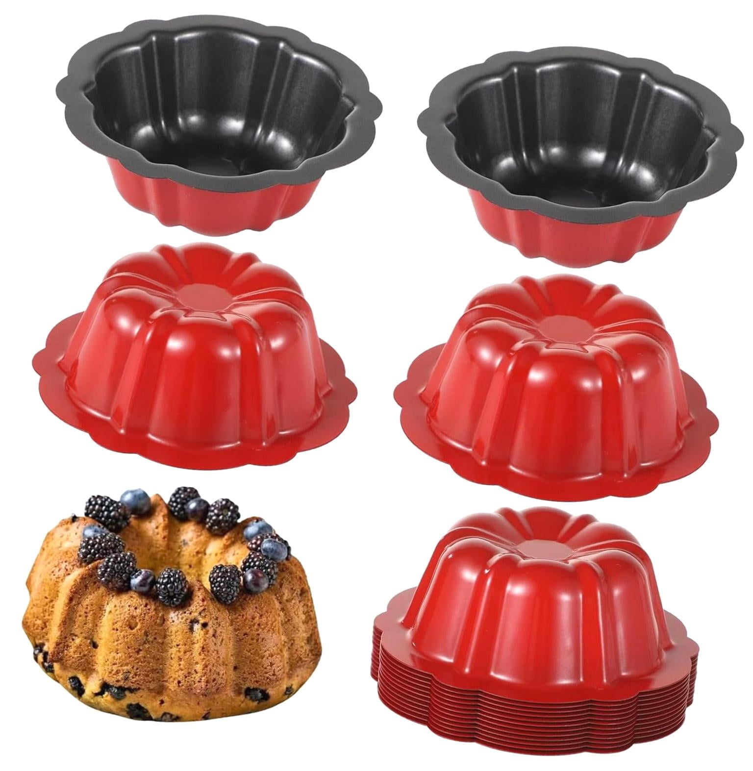 Hotbar 16PCS Mini Fluted Tube Pan, 4.5-Inch Carbon Steel Mini Cake ...