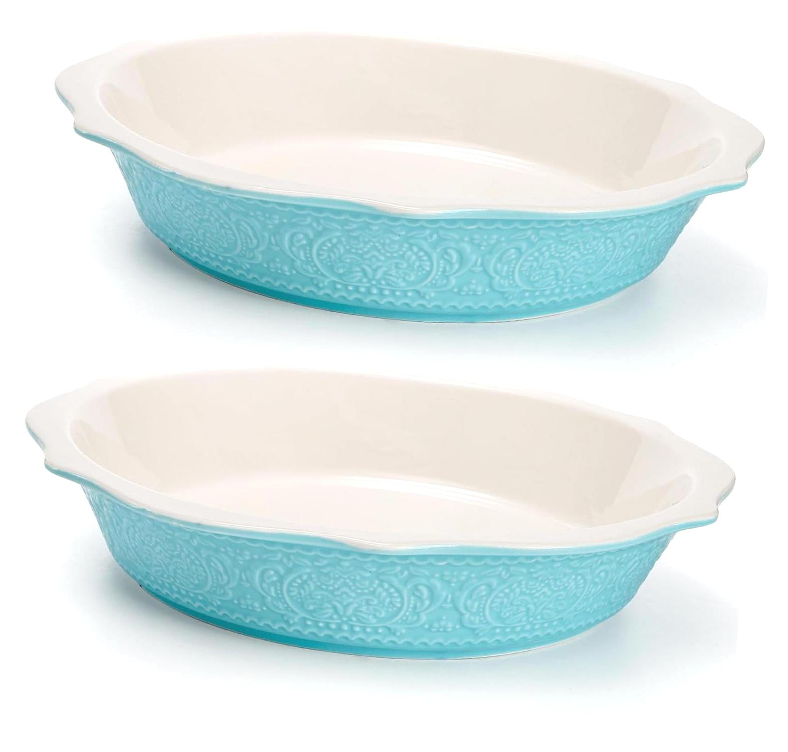Hotbar 2 Pack Ceramic Pie Pan for Baking, 11 Inch Embossment, Non-Stick ...