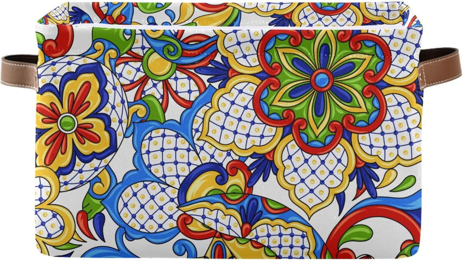 Hotbar 2 Pack Fabric Storage Basket Mexican Talavera Ceramic Closet ...