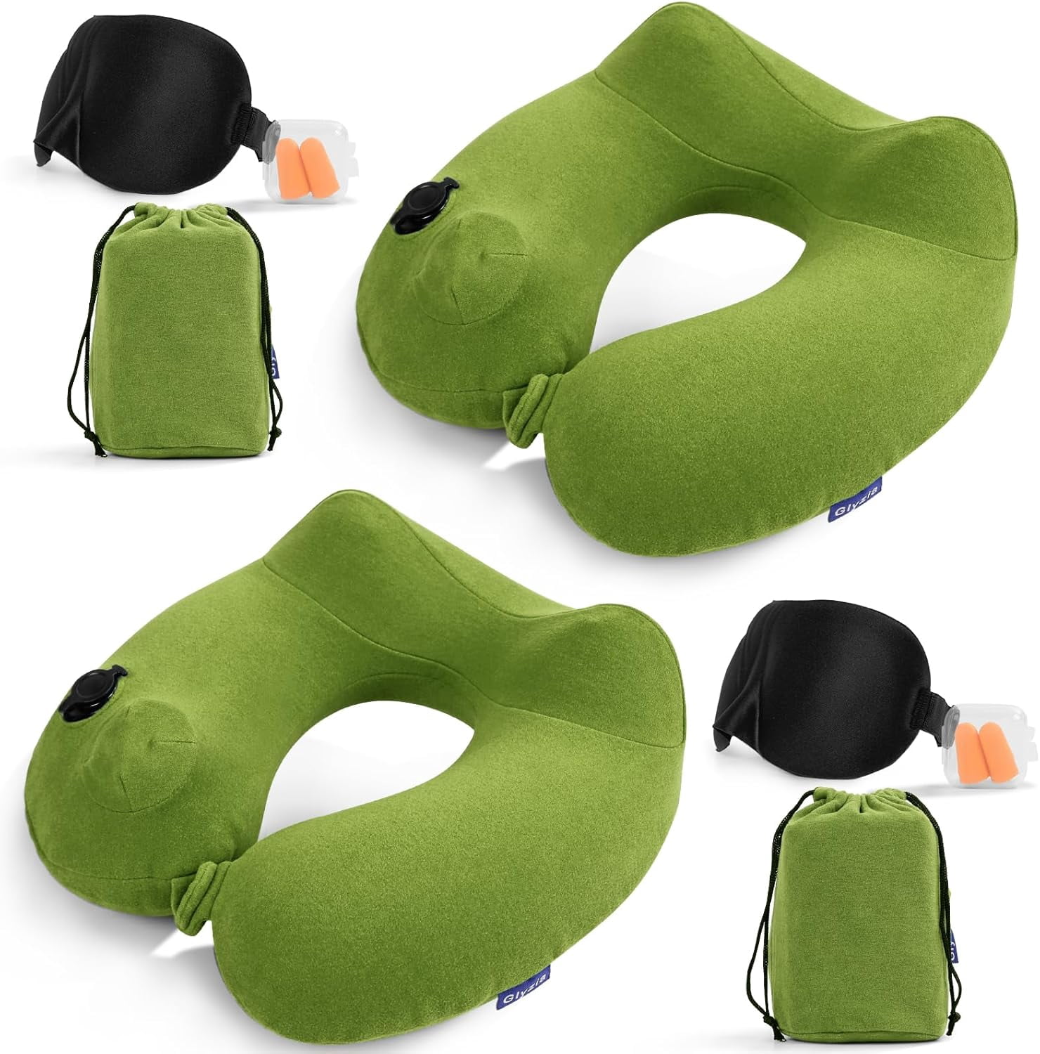 Hotbar 2 Pack Inflatable Travel Neck Pillows for Airplanes, Head ...