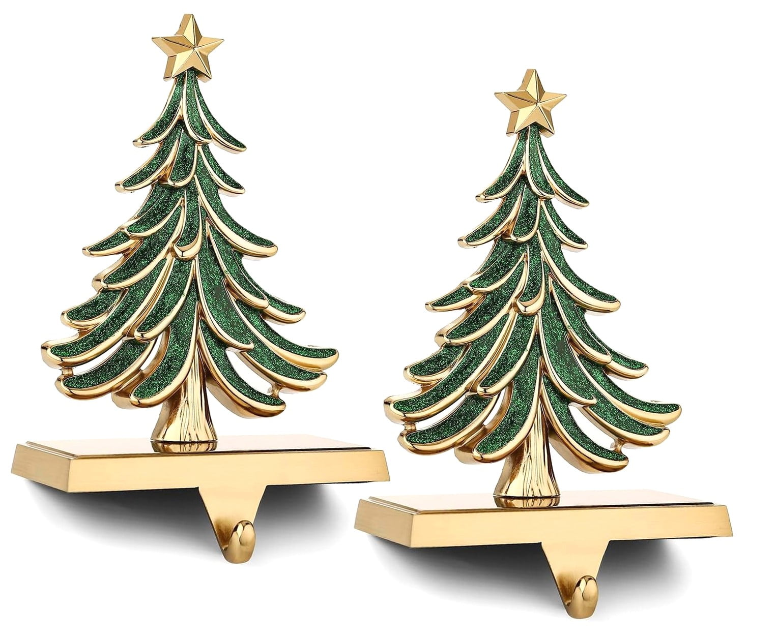 Hotbar 2-Piece Christmas Tree Stocking Hangers, Weighted Mantle Hanger ...