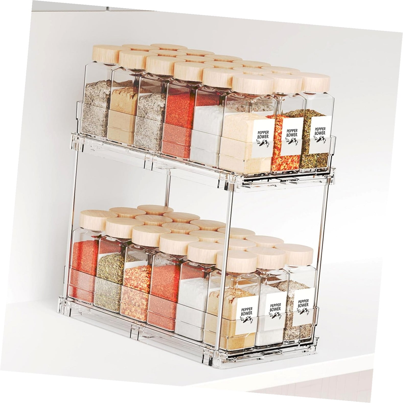 Hotbar 2 Tier Rack Pull Out,10.4'' Deep Narrow Slide Out Spice Rack ...