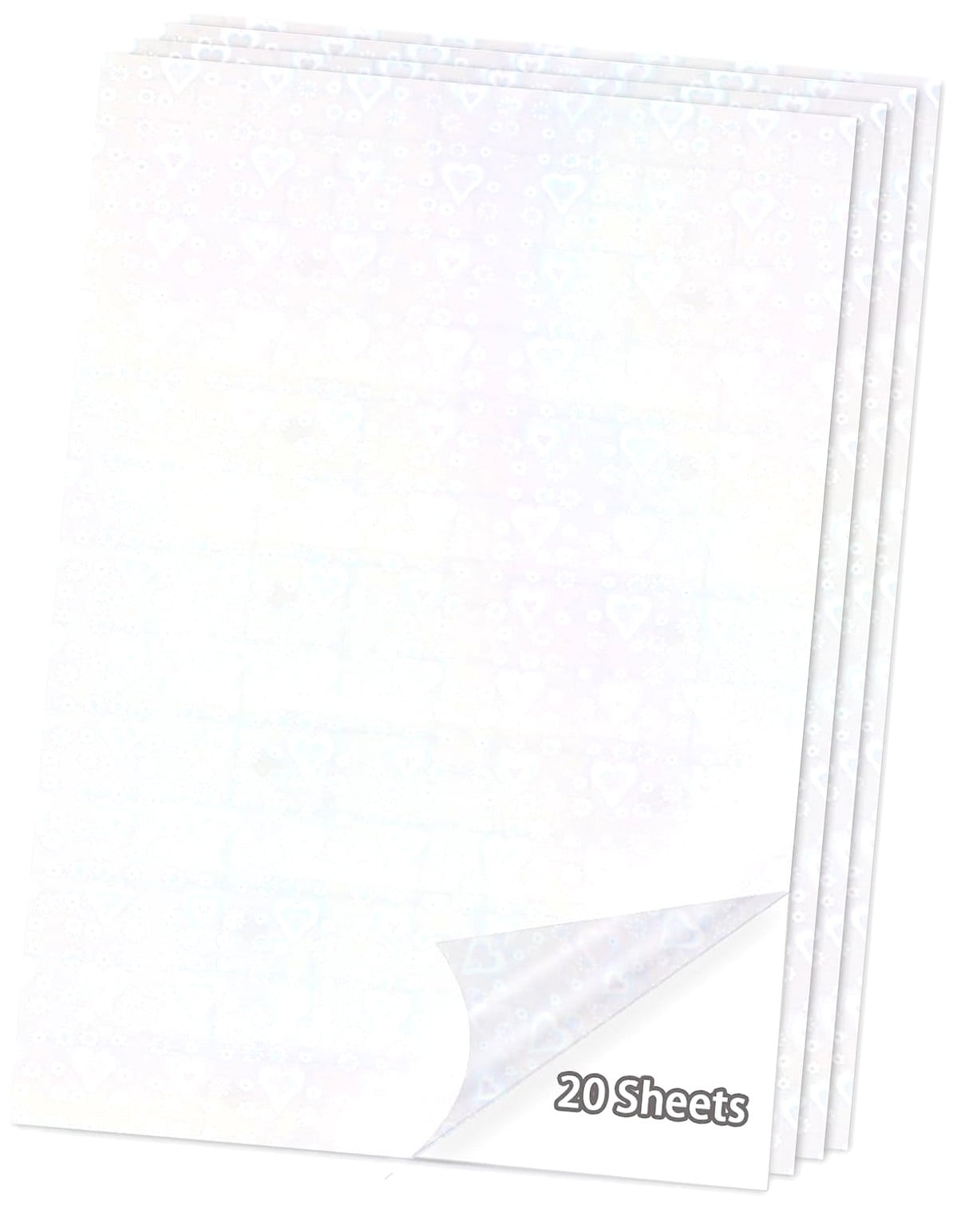 Hotbar 20 Holographic Sticker Paper, 8.5x11 Inch Clear Printable Vinyl ...