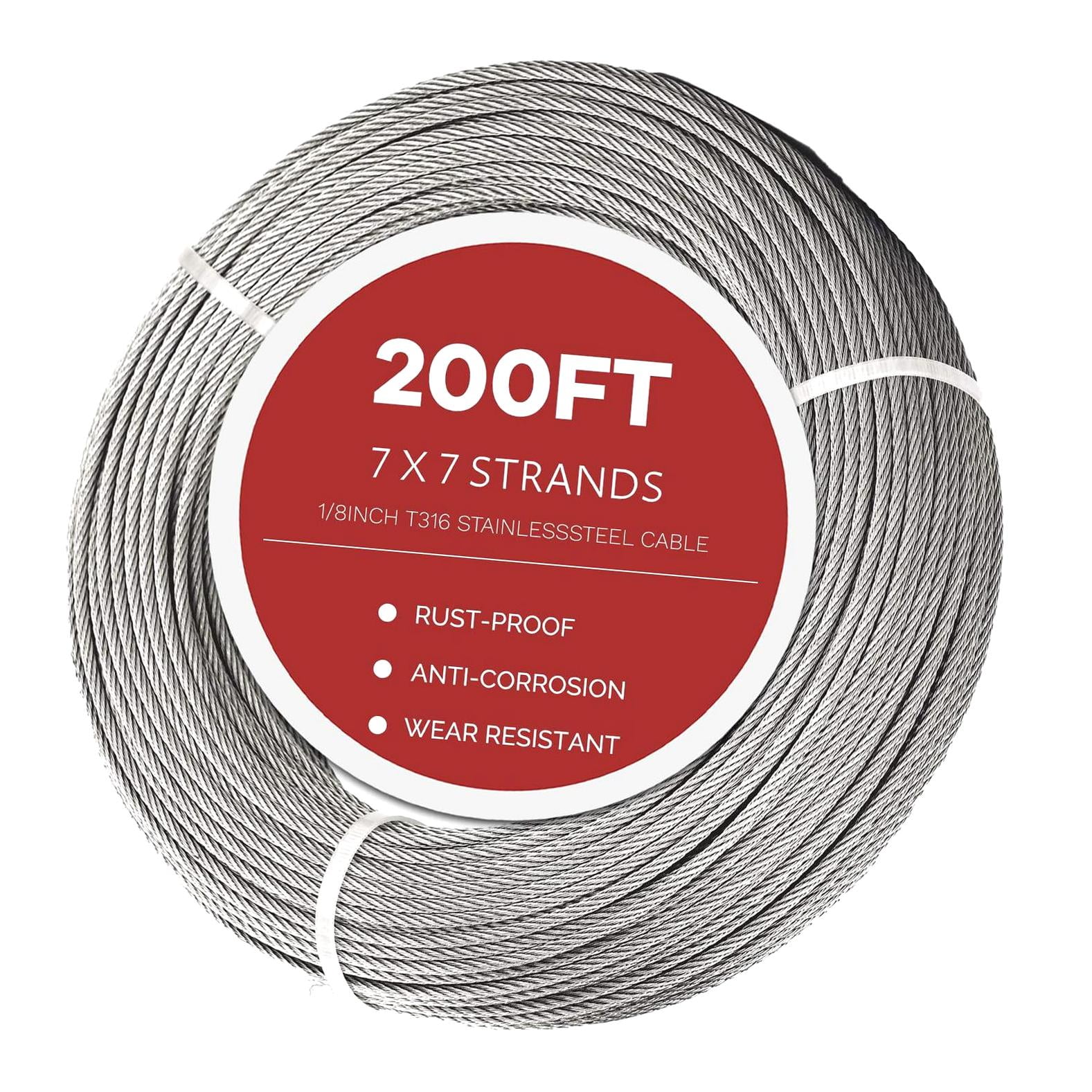 Hotbar 200FT 1/8 Steel Cable for Deck Cable Railing System, Premium ...