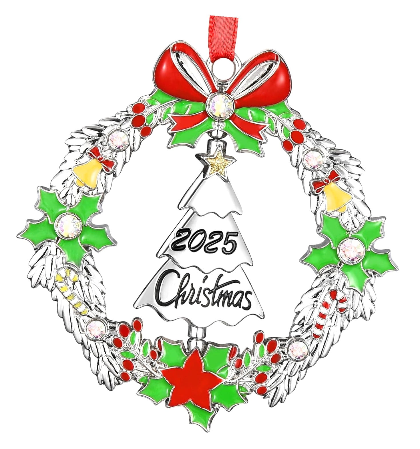 Hotbar 2025 Decoration for Xmas Tree Hanging Metal Christmas Wreath ...