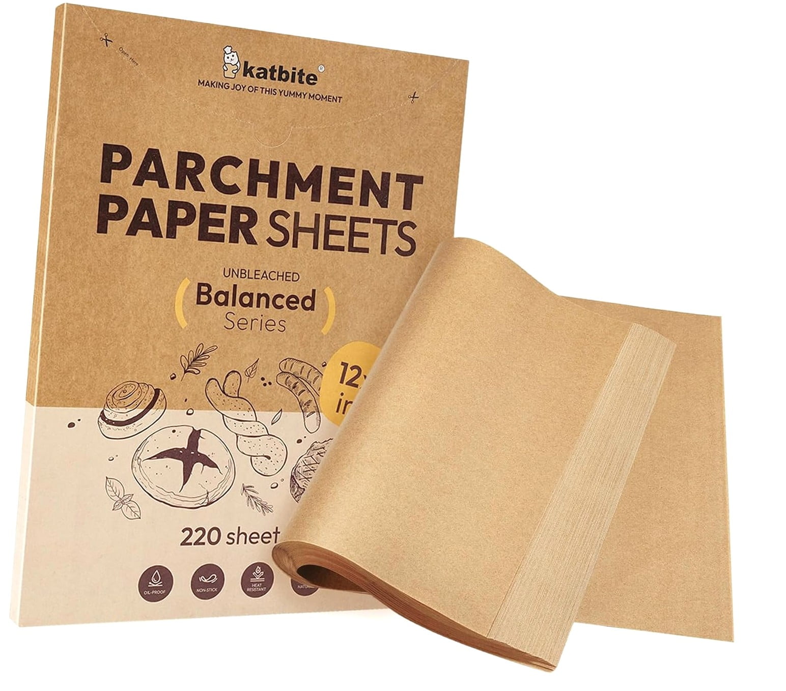 Hotbar 220 Pcs Parchment Paper , 12x16 Inches Unbleached Baking Paper ...