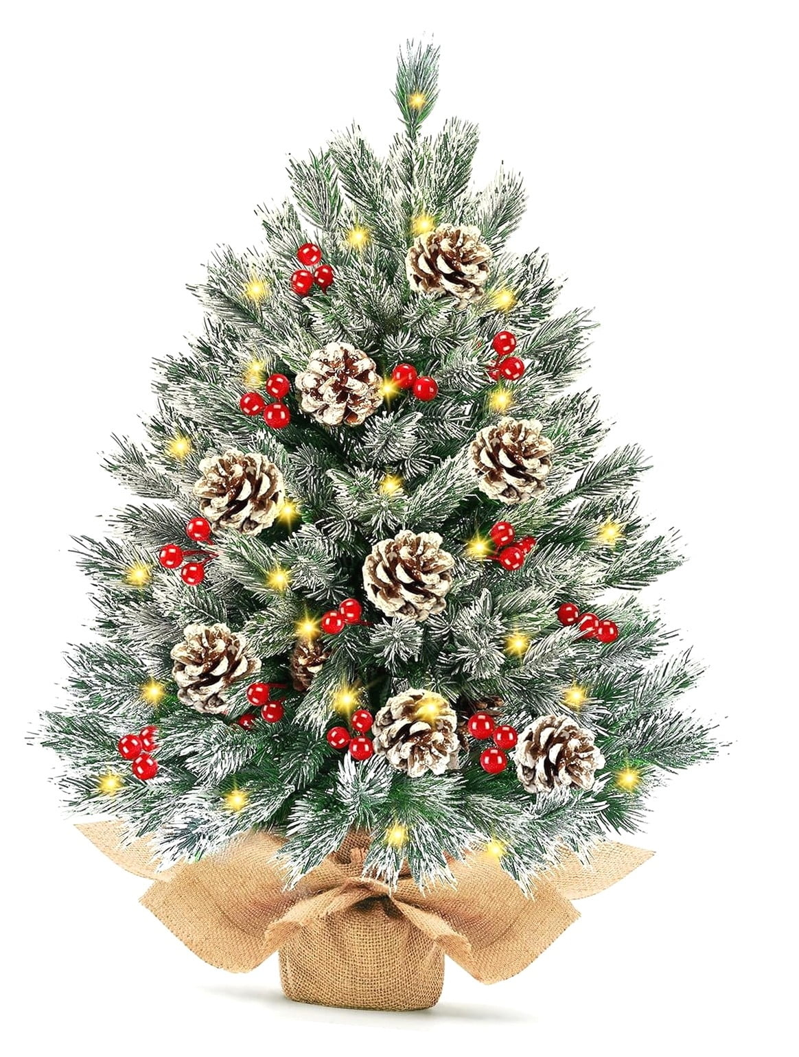 Hotbar 24 Inch Lifelike Snow-Covered Tabletop Christmas Tree Holiday ...