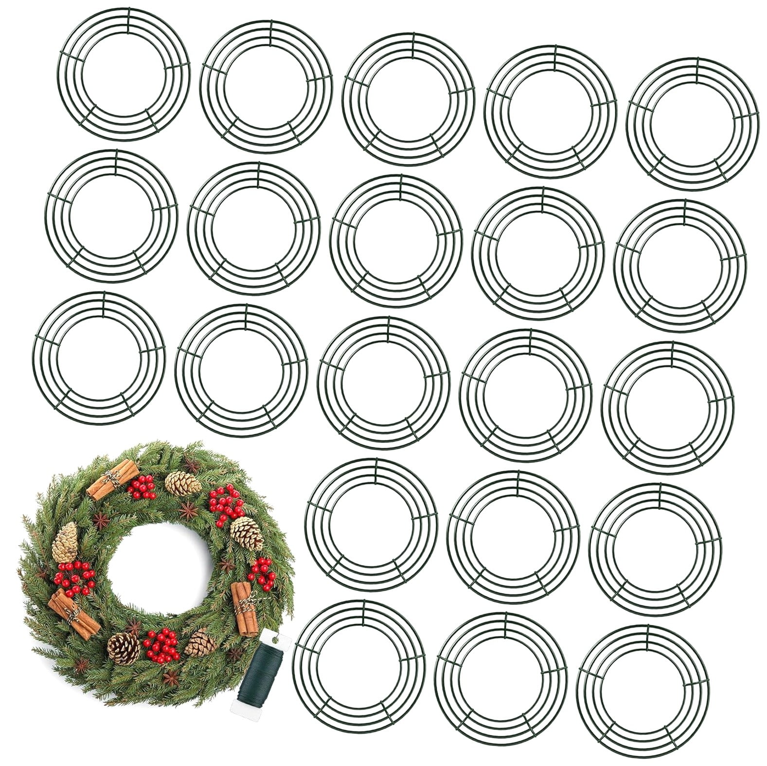 Hotbar 24 Pack Christmas Wire Wreath 12 Inches Metal Wire Wreath Frame ...