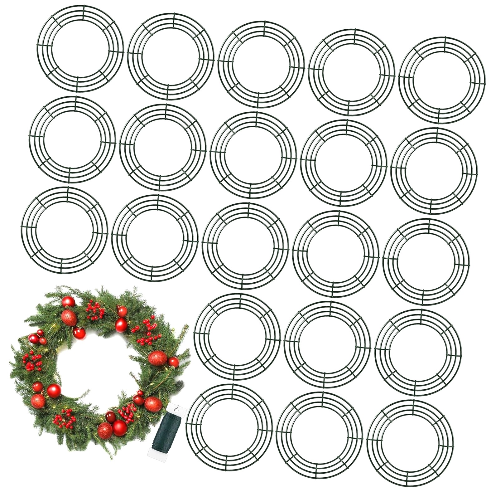 Hotbar 24 Pack Christmas Wire Wreath 16 Inches Metal Wire Wreath Frame ...