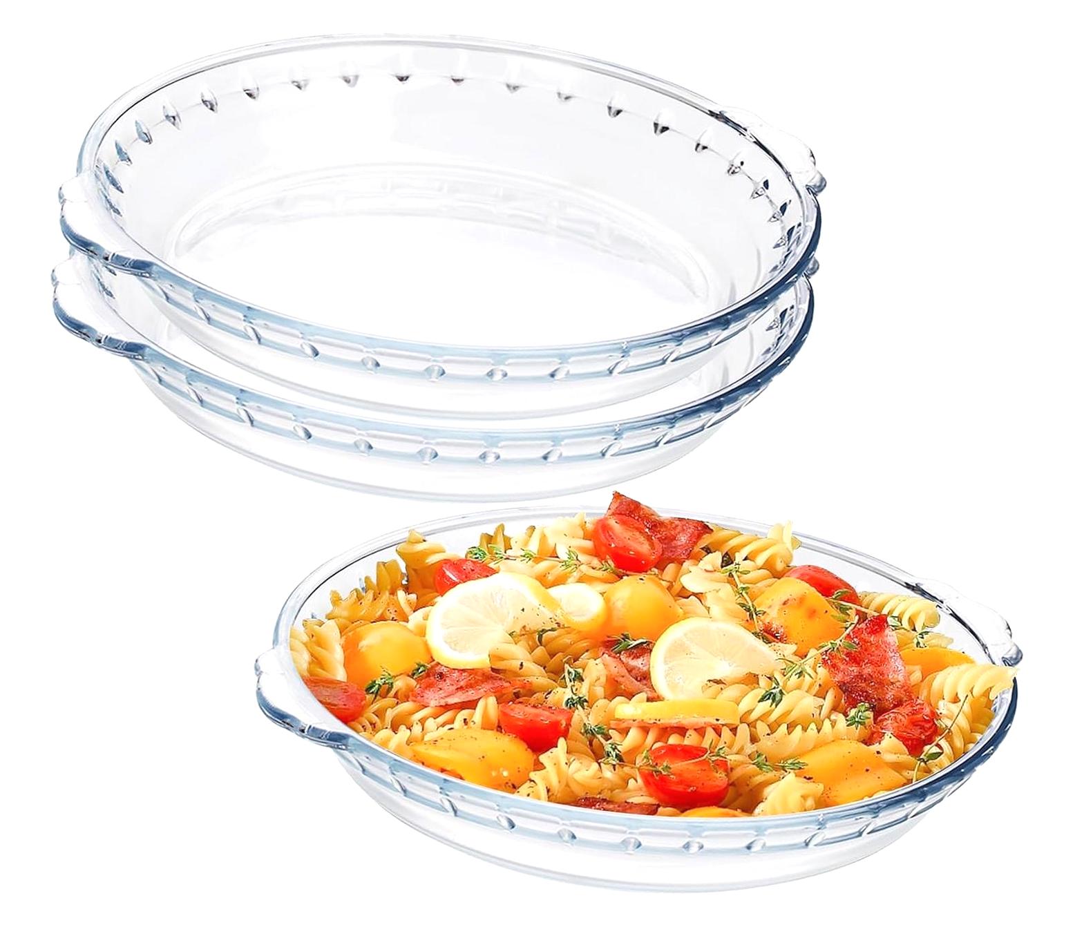 Hotbar 3 Pack Glass Pie Baking Dishes for Baking Round Baking Dishes ...