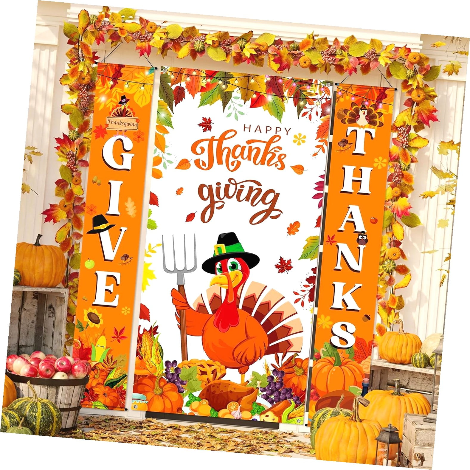Hotbar 3 Pack Happy Thanksgiving Banner Door Cover Decorations ...