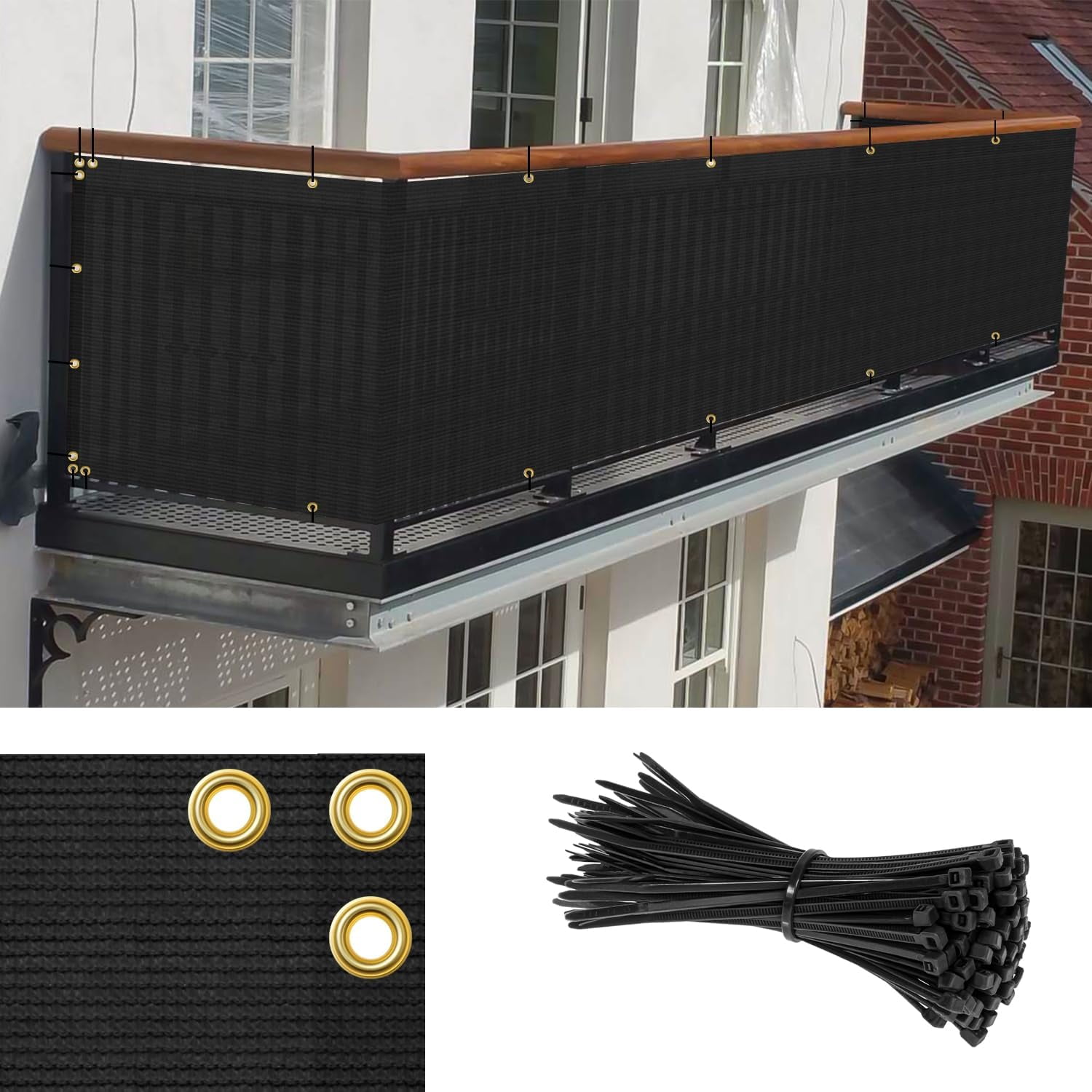 Hotbar 3'x11' Balcony Privacy Mesh Screen, UV Protective Shade Netting ...