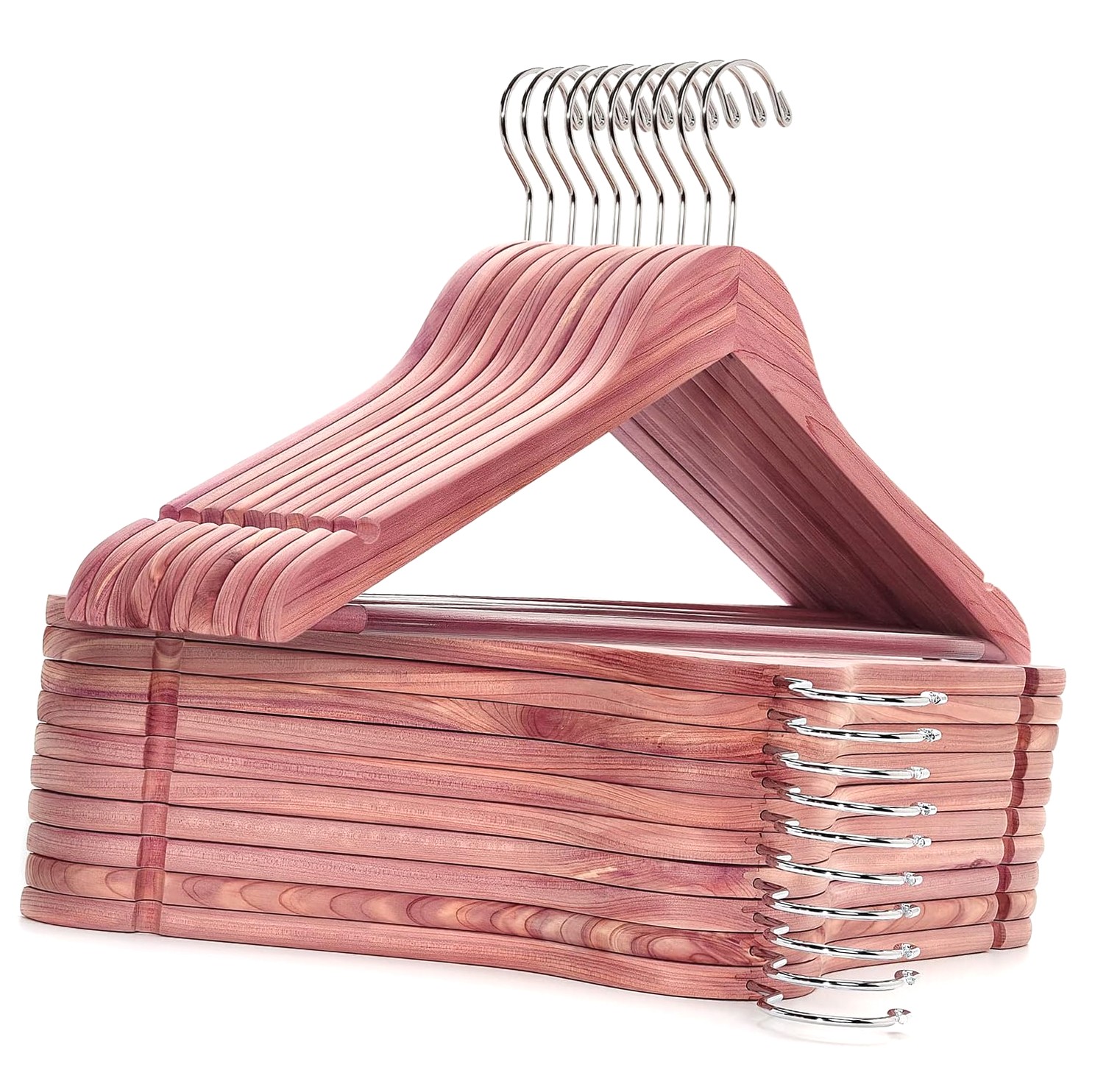 Hotbar 30 Pack Red Hangers, Smooth Wood Coat Hangers with Notches for ...