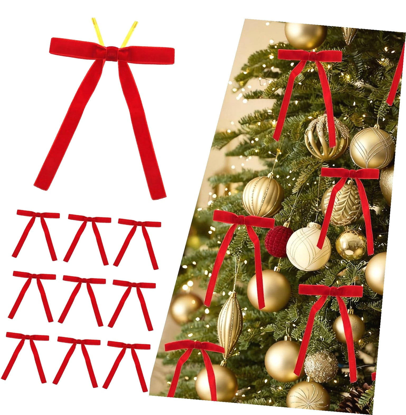 Hotbar 30 Pieces Velvet Christmas Tree Bow Decorations, Velvet Bows ...