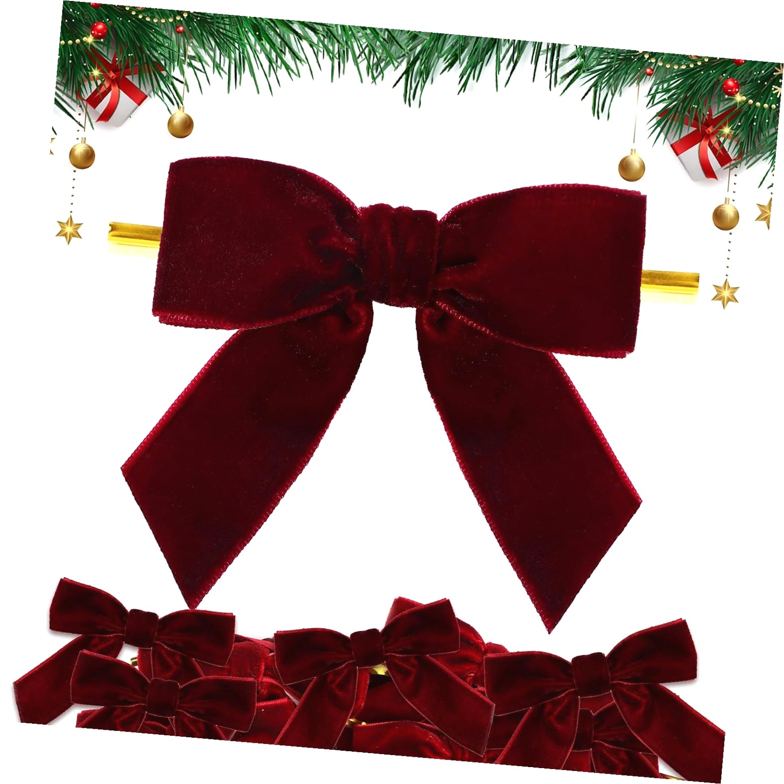 Hotbar 30pcs 3.1inch Small Burgundy Velvet Bows for Christmas Tree ...