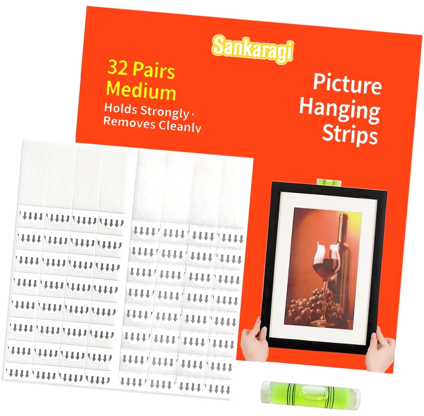 Hotbar 32-Pairs (64 strips) Medium Picture Hanging Strips, Picture ...