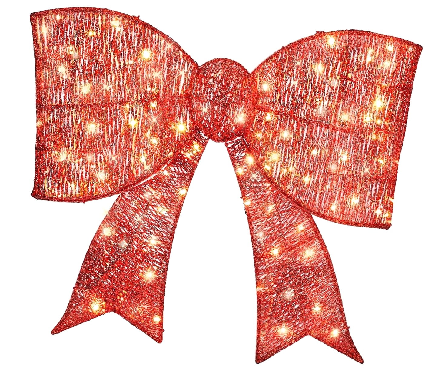Hotbar 36in Pre-Lit Christmas Bow Decoration, Lighted 3D Bow Ornament ...