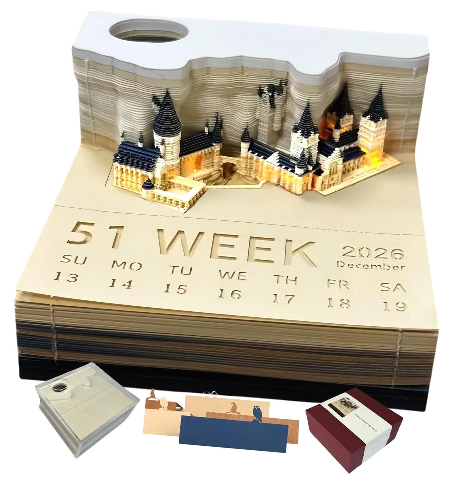 Hotbar 3D Castle Desk Calendar 2026, Weekly Planner with Light ...