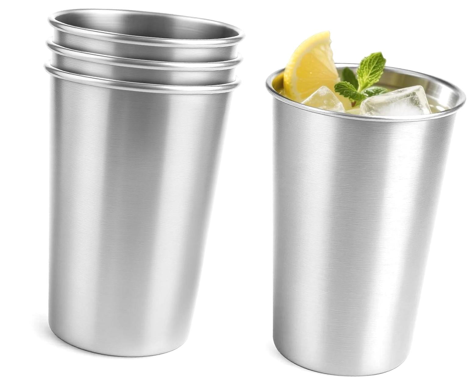 Hotbar 4 Pack 12oz Steel Cups, Stackable Steel Pint Glasses, Steel ...