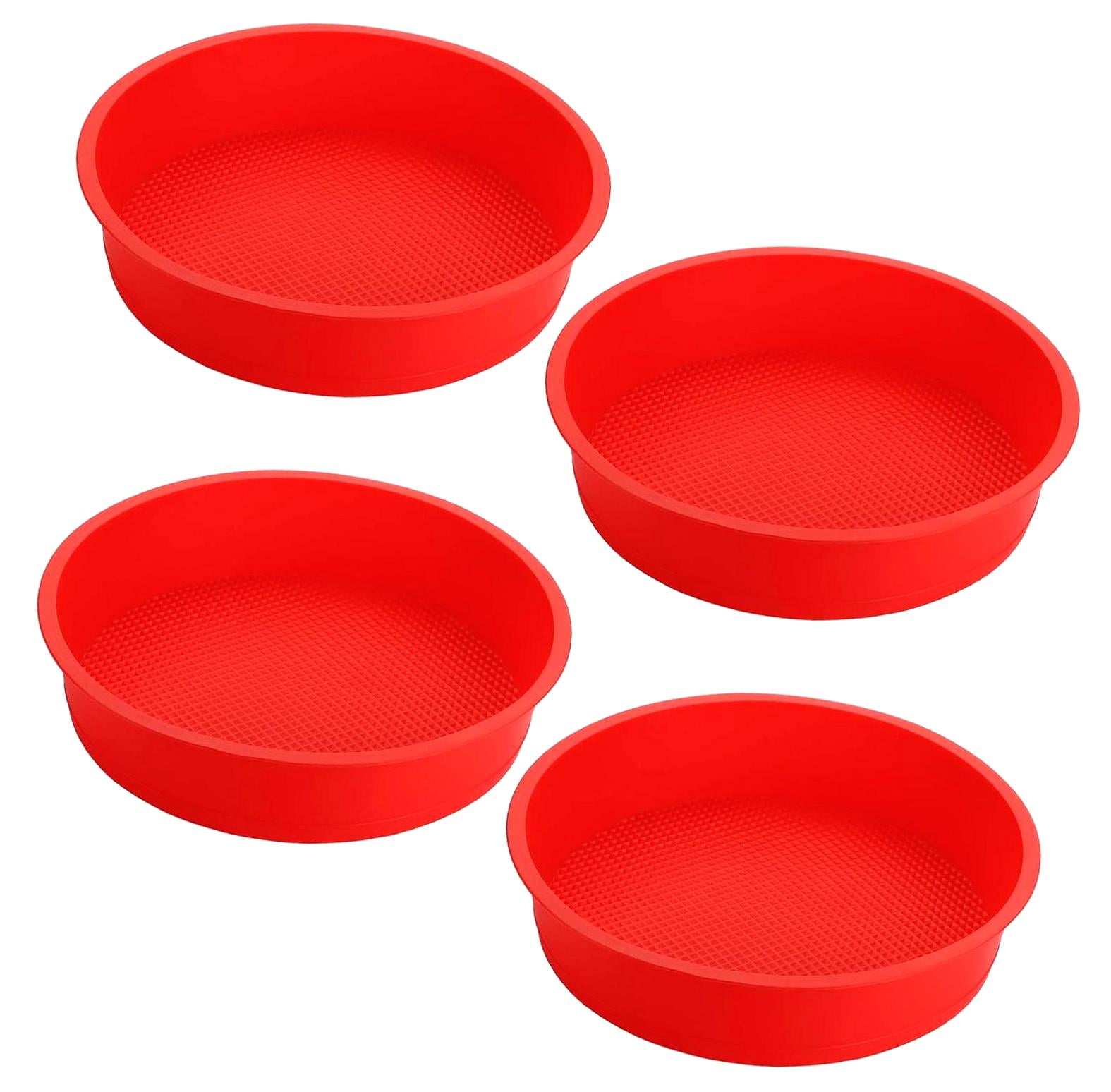Hotbar 4 Pack 9" Round Silicone Cake Pans - Silicone Molds for Baking, Quick Release for Layer ...