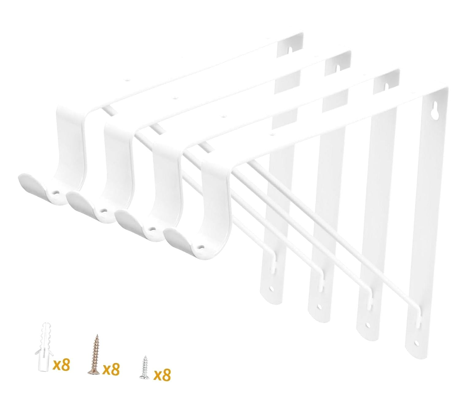 Hotbar 4 Pack Closet Rod Bracket, 12 x 10.4 Inch Wall Mounted Closet ...