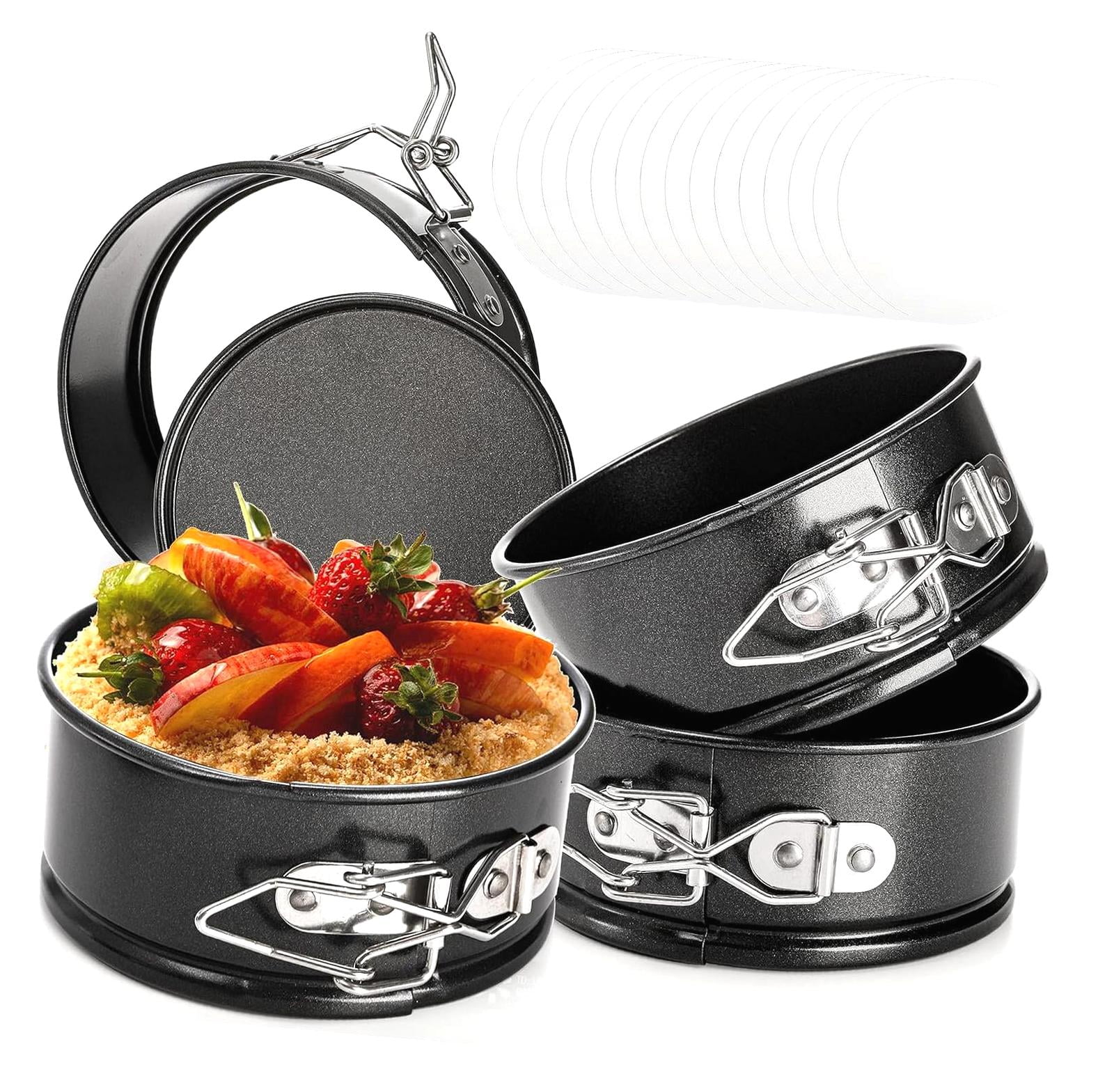 Hotbar 4 Pack Nonstick Mini Springform Pan Set with 50 Pcs Parchment ...