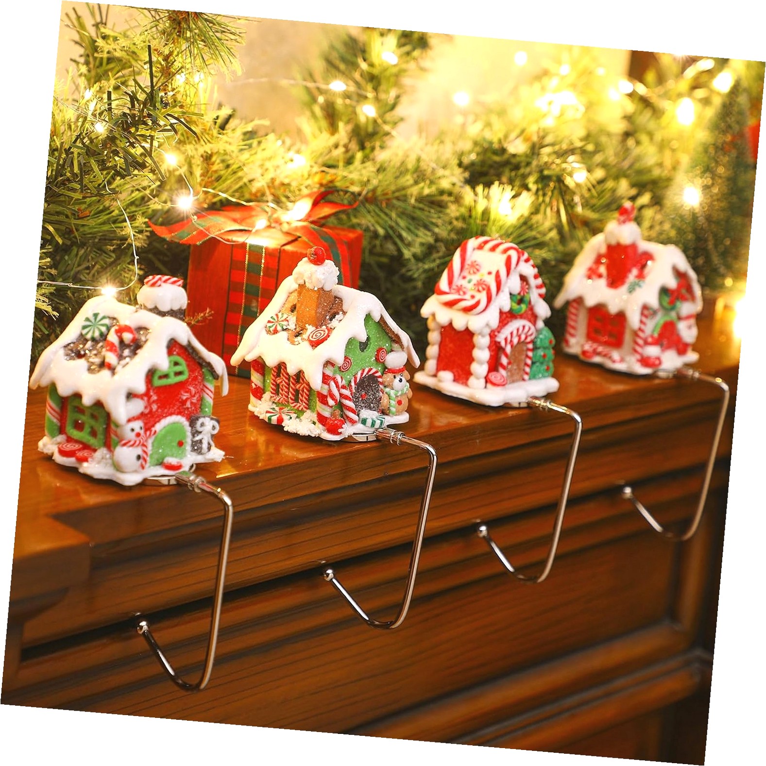 Hotbar 4 Pcs Christmas Stocking Holder Gingerbread House Stocking ...