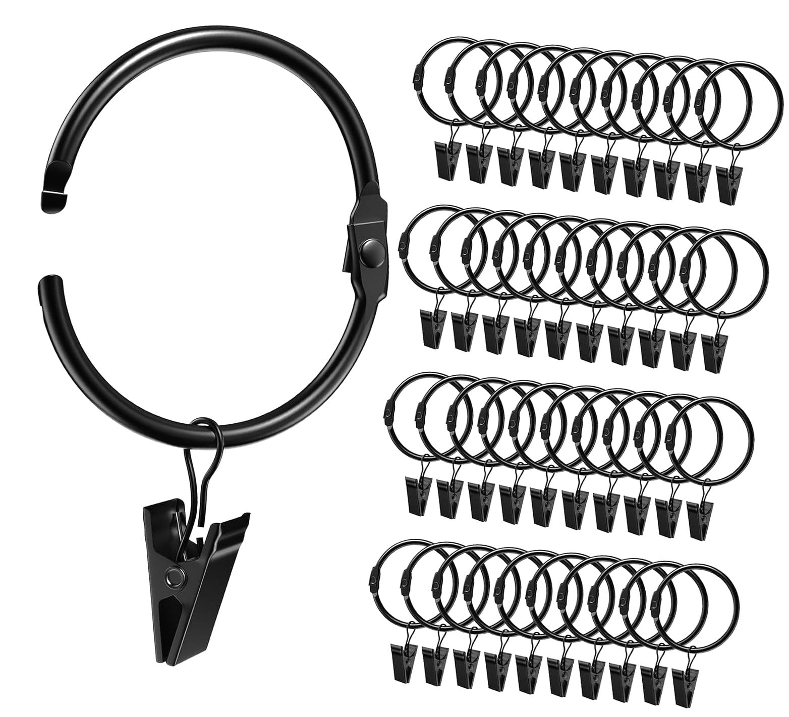 Hotbar 40 Pack 1.5 Inches Curtain with Clips, Openable Drapery Metal ...