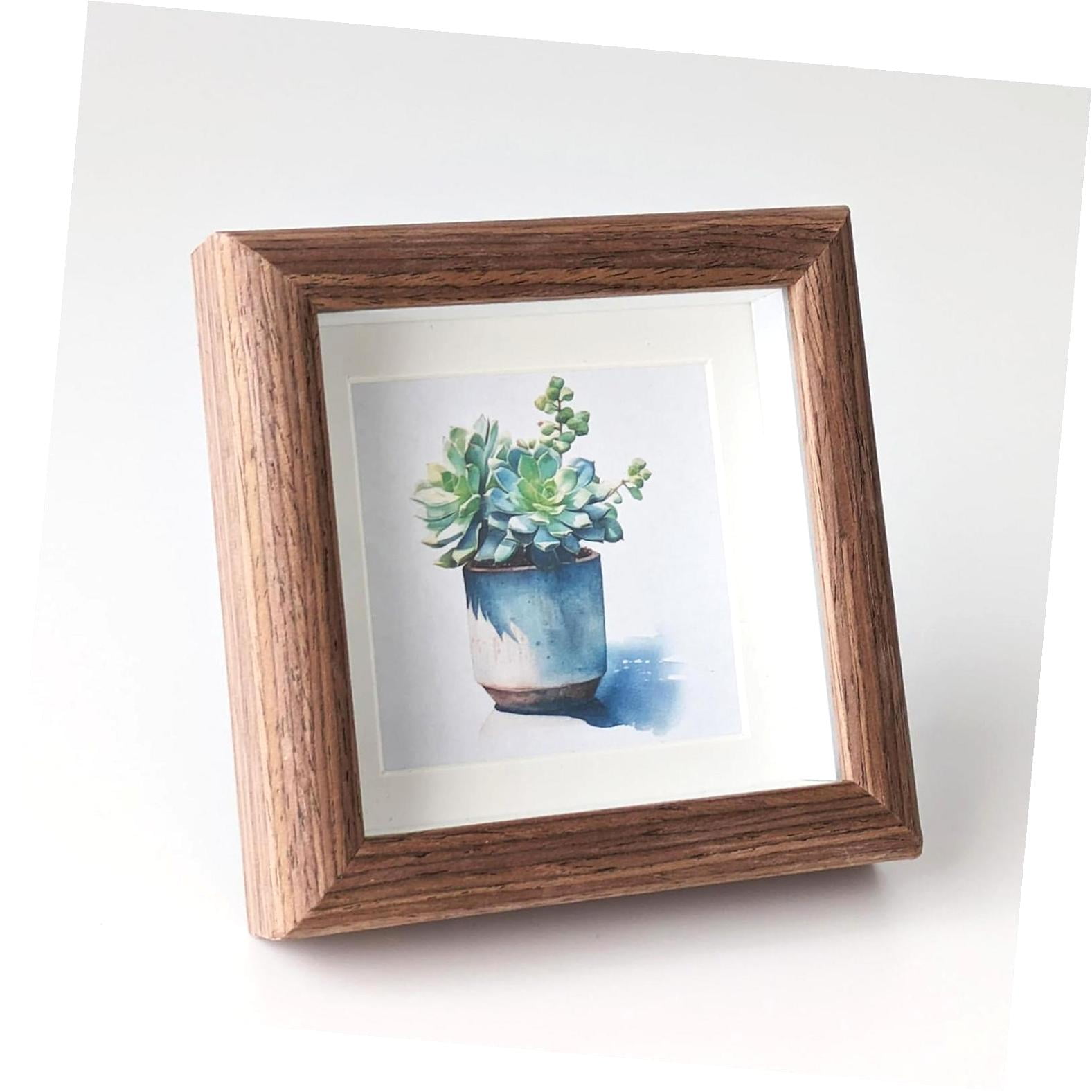 Hotbar 4X4 Wooden Picture Frame with 3x3 Mat, 4x4 Square Picture Frame ...
