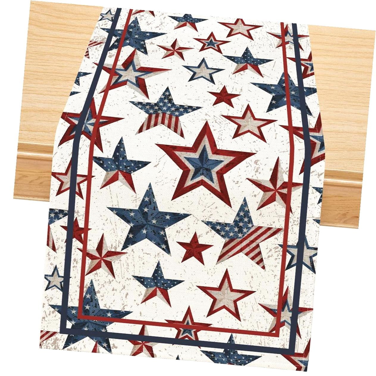 Hotbar 4th of July Table Runner, Memorial Day Patriotic Dining Table ...