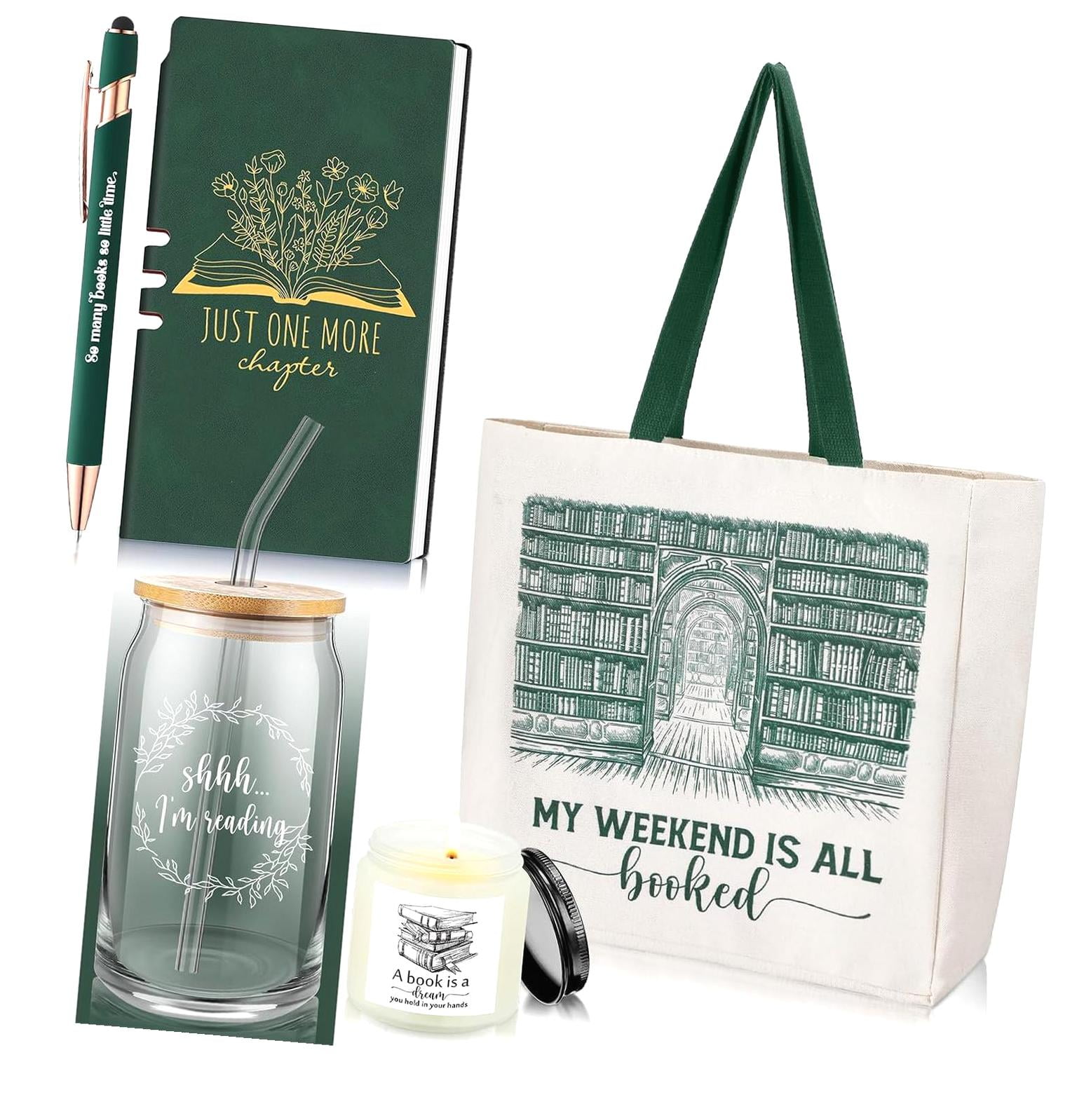 Hotbar 5-Piece Book Enthusiast Set for Women Including 16oz Glass ...