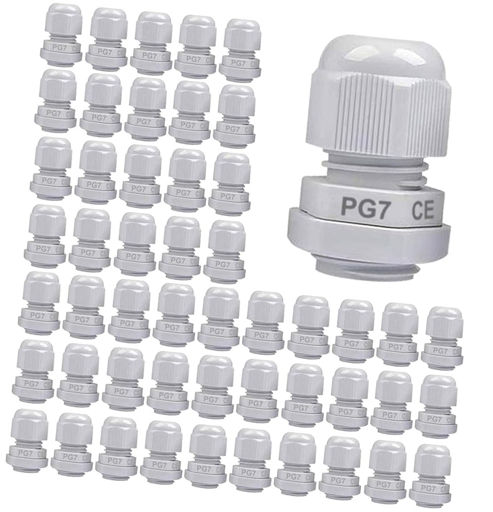 Hotbar 50 Units PG7 Plastic Cable Gland, 3-6.5mm Cable Connector with ...