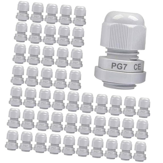 Hotbar 50 Units PG7 Plastic Cable Gland, 3-6.5mm Cable Connector with ...