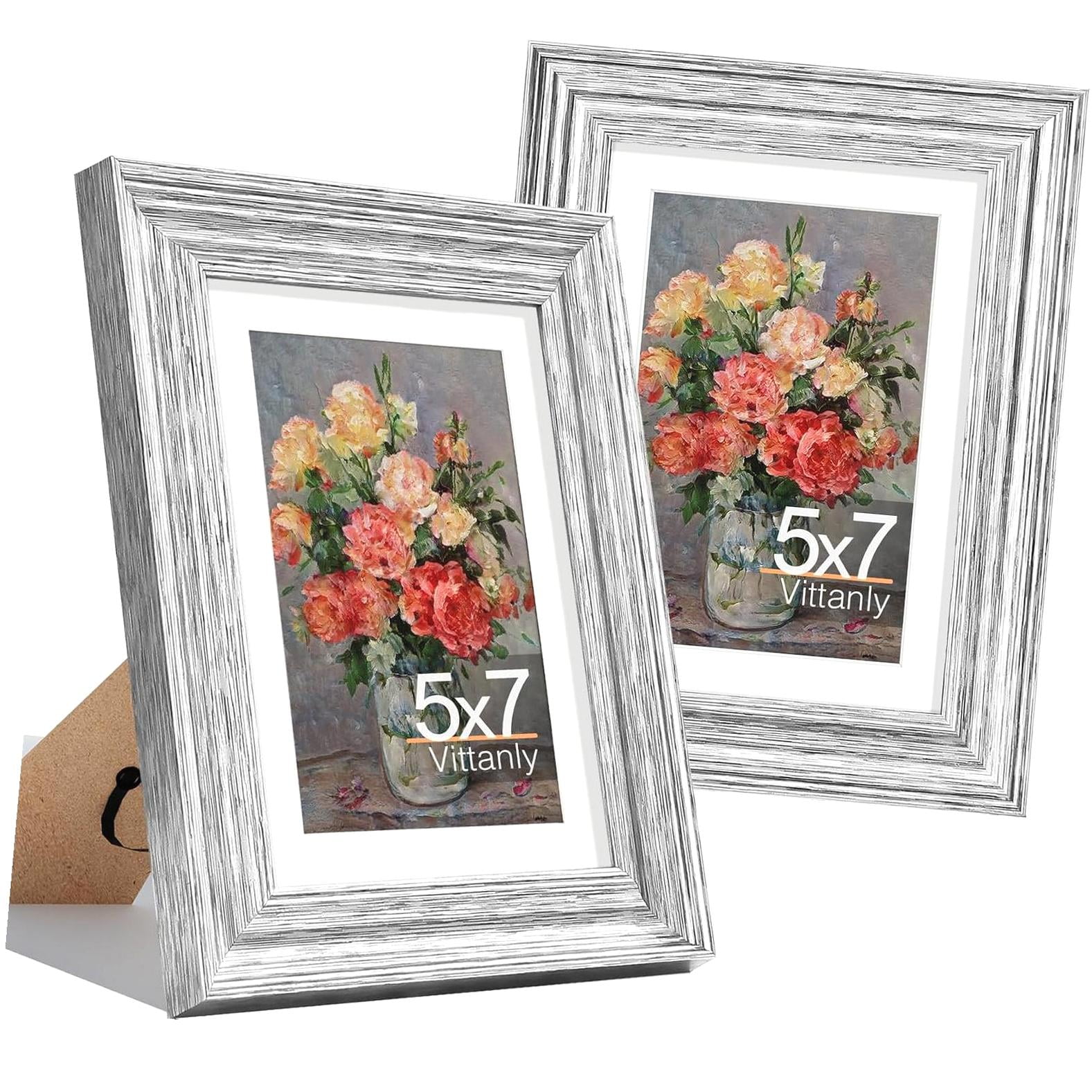 Hotbar 5x7 Frame Pair, Rustic Silver for Wall or Table, Show 4x6 Photos ...