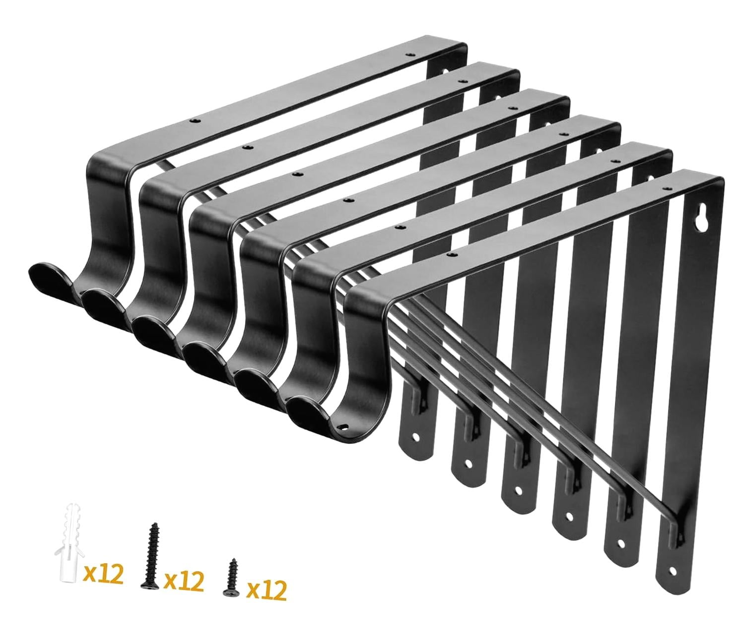 Hotbar 6 Pack Closet Rod Bracket, 12 x 10.4 Inch Wall Mounted Closet ...